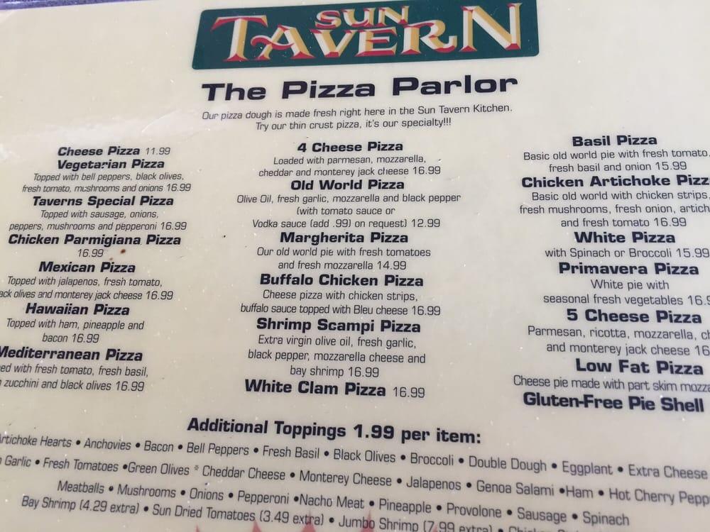 Menu at Sun Tavern pub & bar, Roselle Park, 600 Westfield Ave W