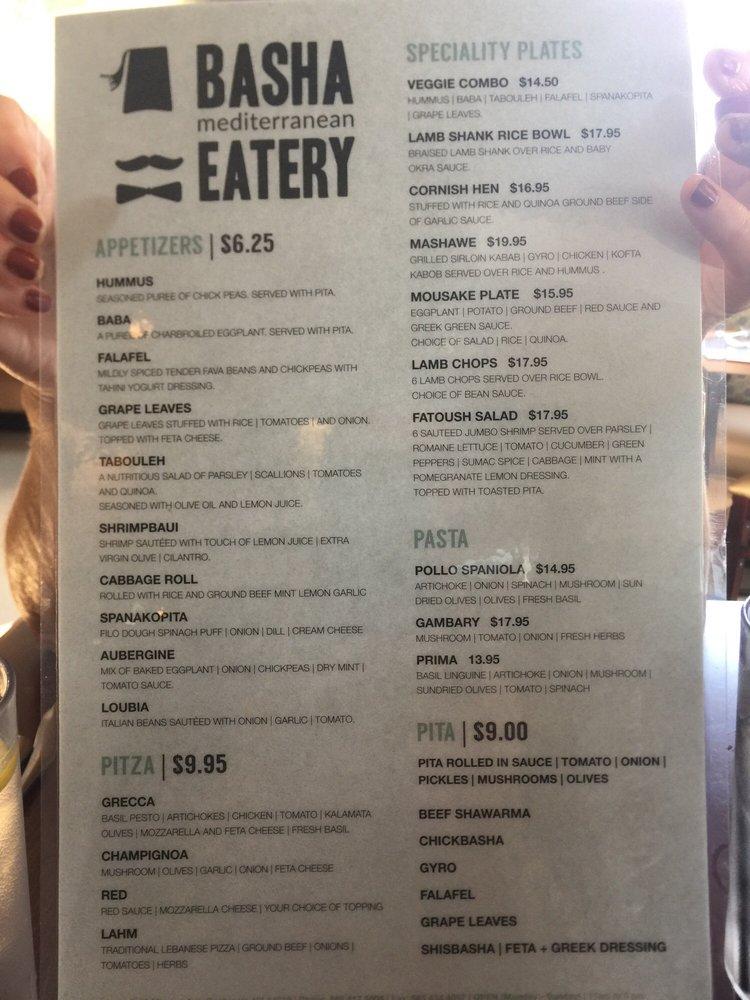 Menu at Basha Mediterranean Eatery restaurant, Rochester, Monroe Ave