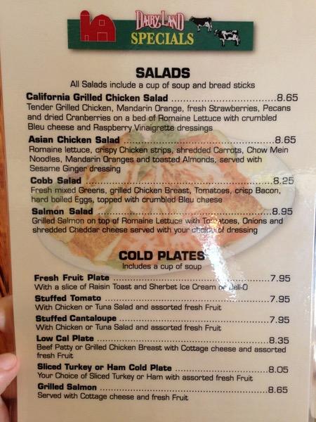 Menu at Dairyland Family Restaurant, Madison