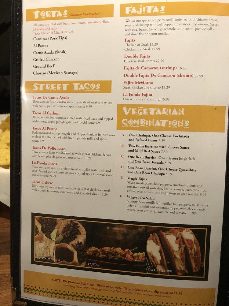 Menu at La Fonda Mexican Restaurant, Edwardsville
