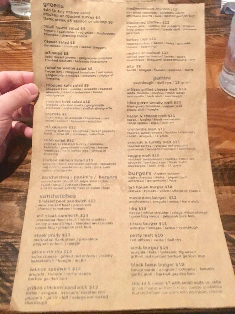 Menu at M3 pizzeria, Reno
