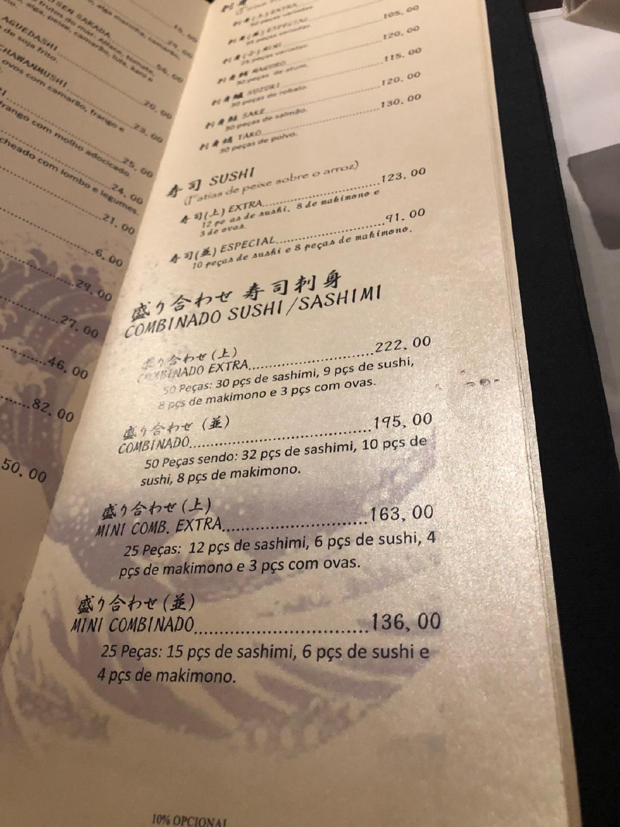 Menu em Restaurante New Koto, Brasília