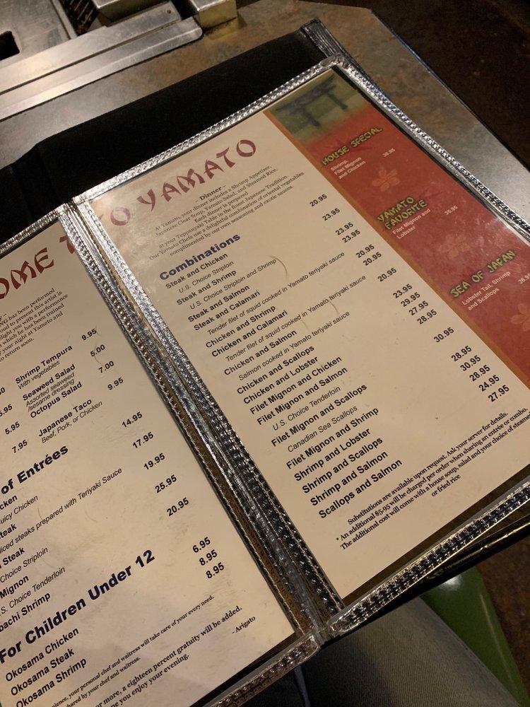 Menu at Yamato steakhouse, Norman, 600 N Interstate Dr