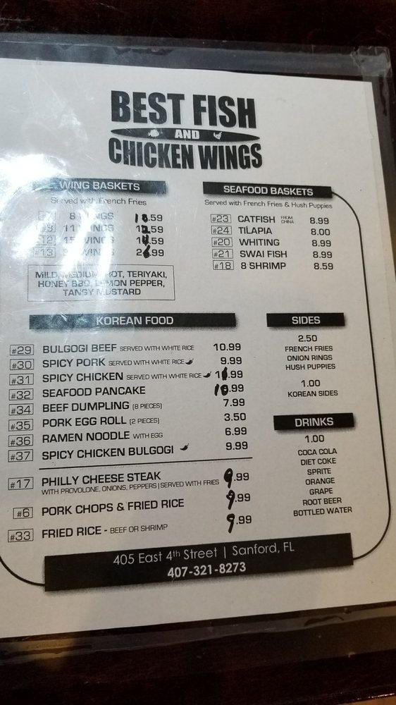 Menu at Best Fish and Chicken Wings restaurant, Sanford