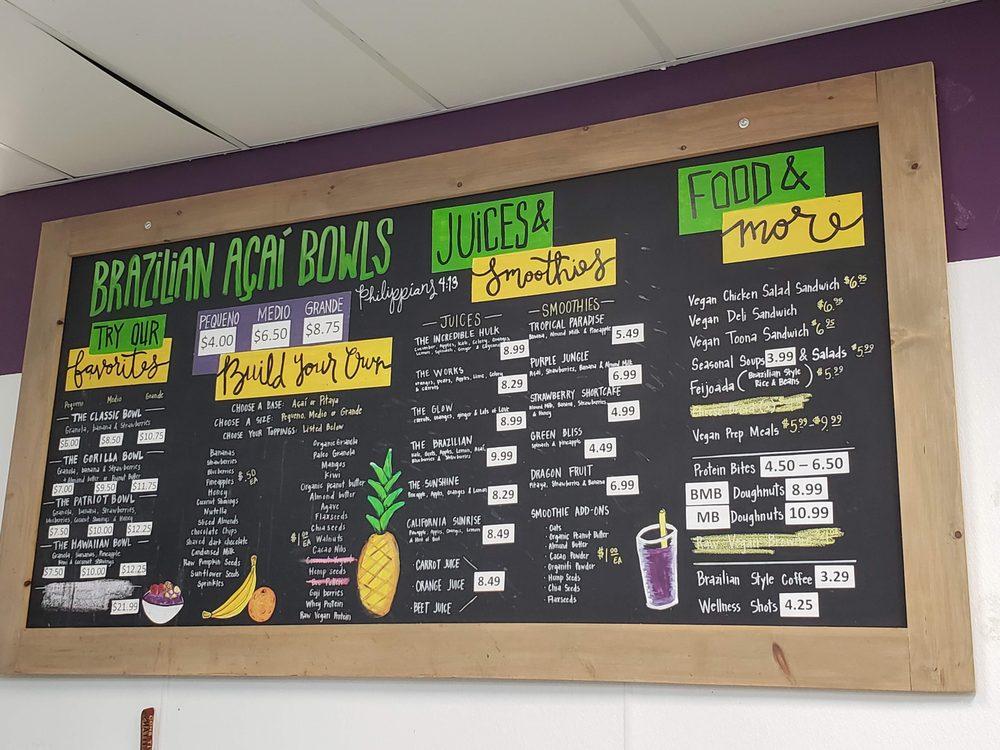Menu at Brazilian Acai Bowls & Juice Bar, Bakersfield, Calloway Dr Ste 103