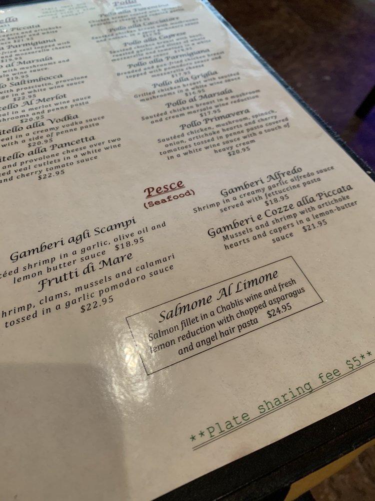 Menu at Cuoco Pazzo restaurant, Mount Pleasant