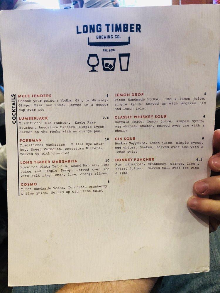 Menu at Long Timber Brewing pub & bar, Monroe
