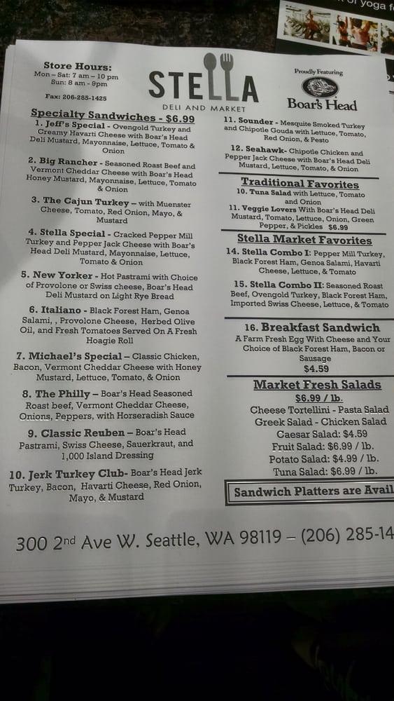 Menu at Stella Deli and Market, Seattle