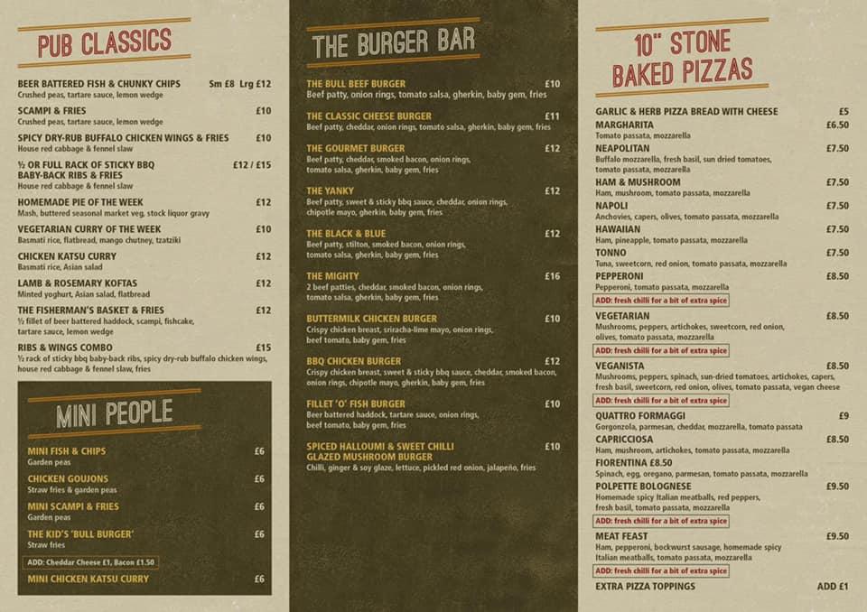 Menu at The Bull pub & bar, Watton at Stone