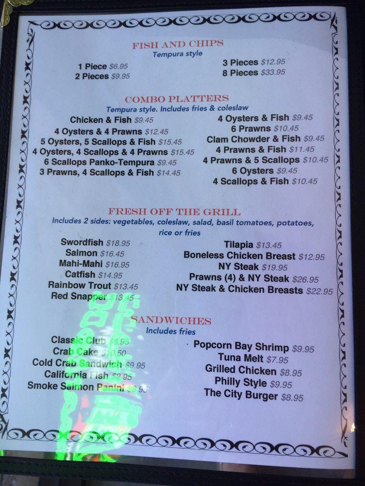 Menu at The City Fish restaurant, Morgan Hill