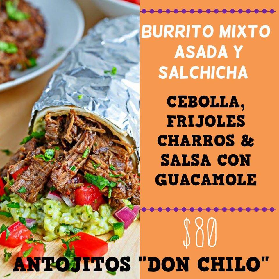 Menu at Antojitos "Don Chilo" restaurant, Mexico