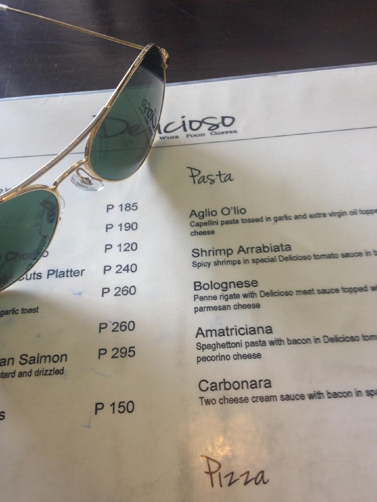 Menu at Delicioso restaurant, Bacolod