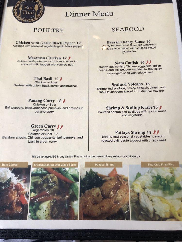 Menu at Eat Thai restaurant, Newnan