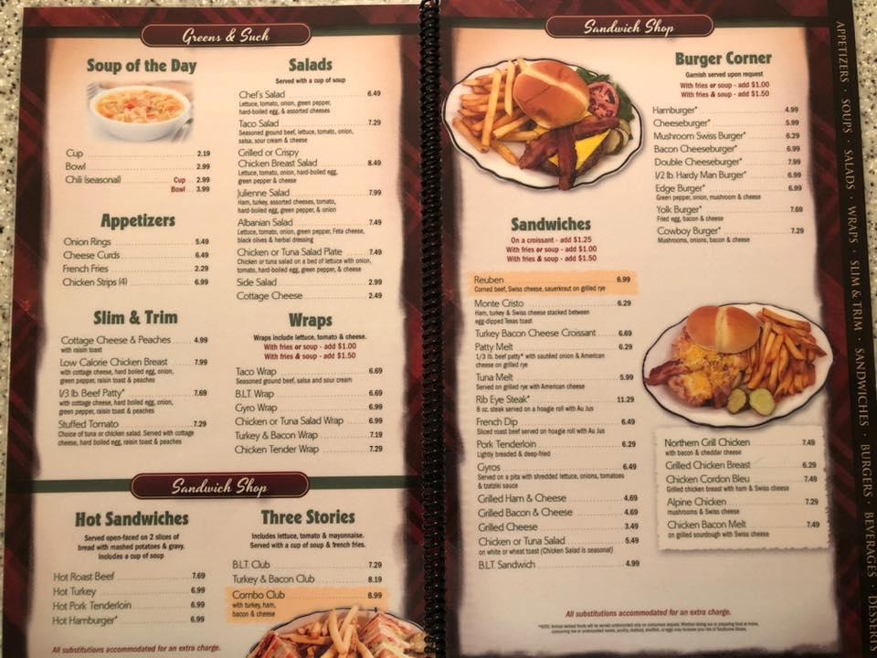 Menu at Edge Of Town Cafe, Palmyra