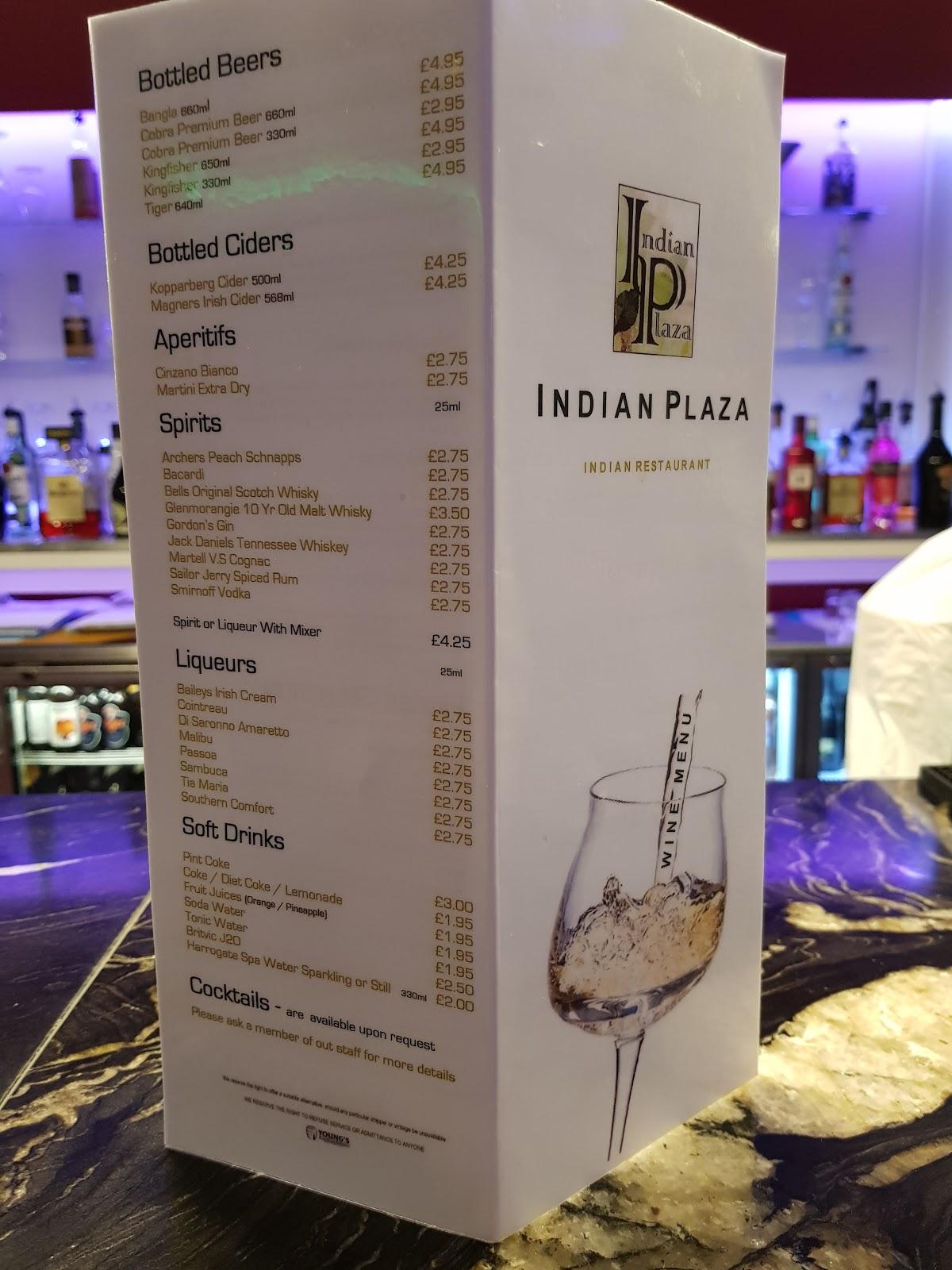 Menu at Indian Plaza restaurant, Penrith, 45 Middlegate