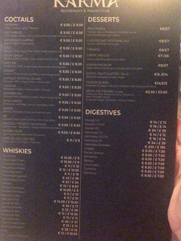 Carta de Karma Restaurant & Night Club, Manavgat, Side Mahallesi Turgut ...