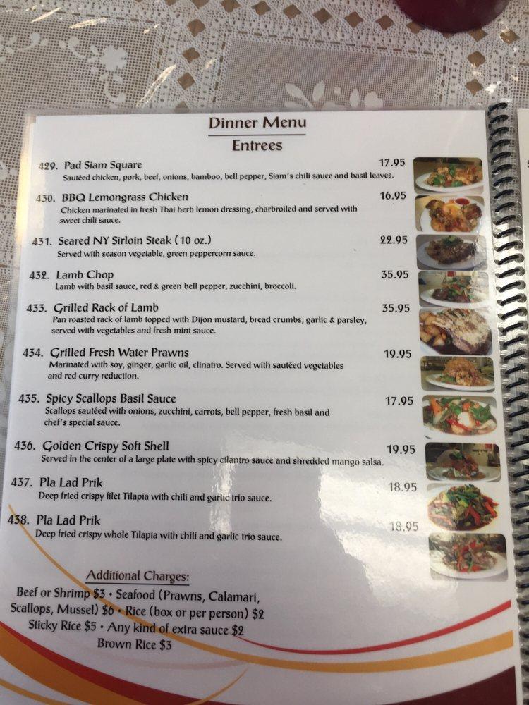 Menu at Siam Square restaurant, Fairbanks, 59 College Rd #202
