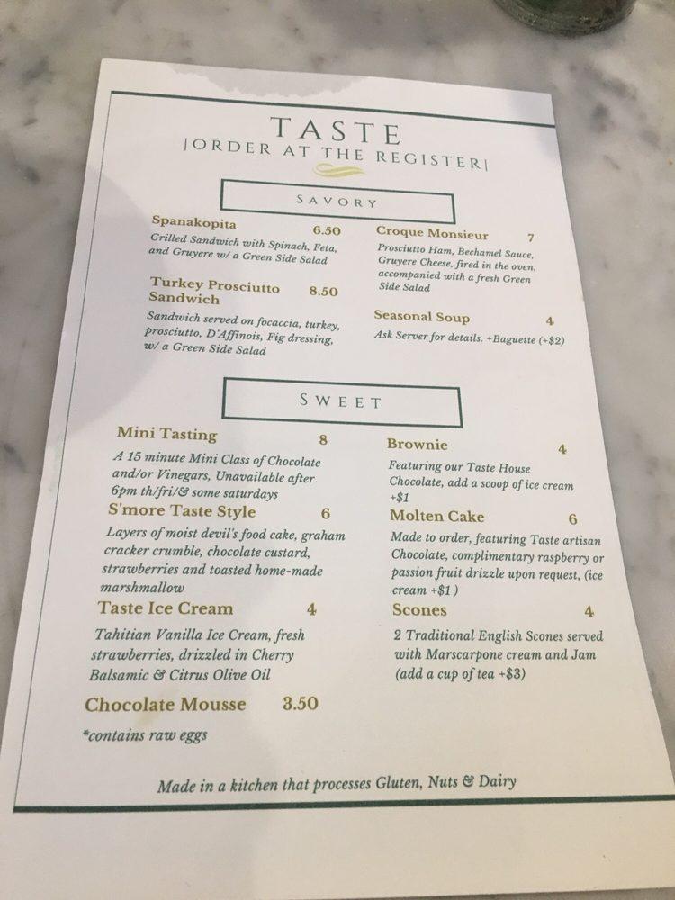 Menu at Taste 117 cafe, Provo