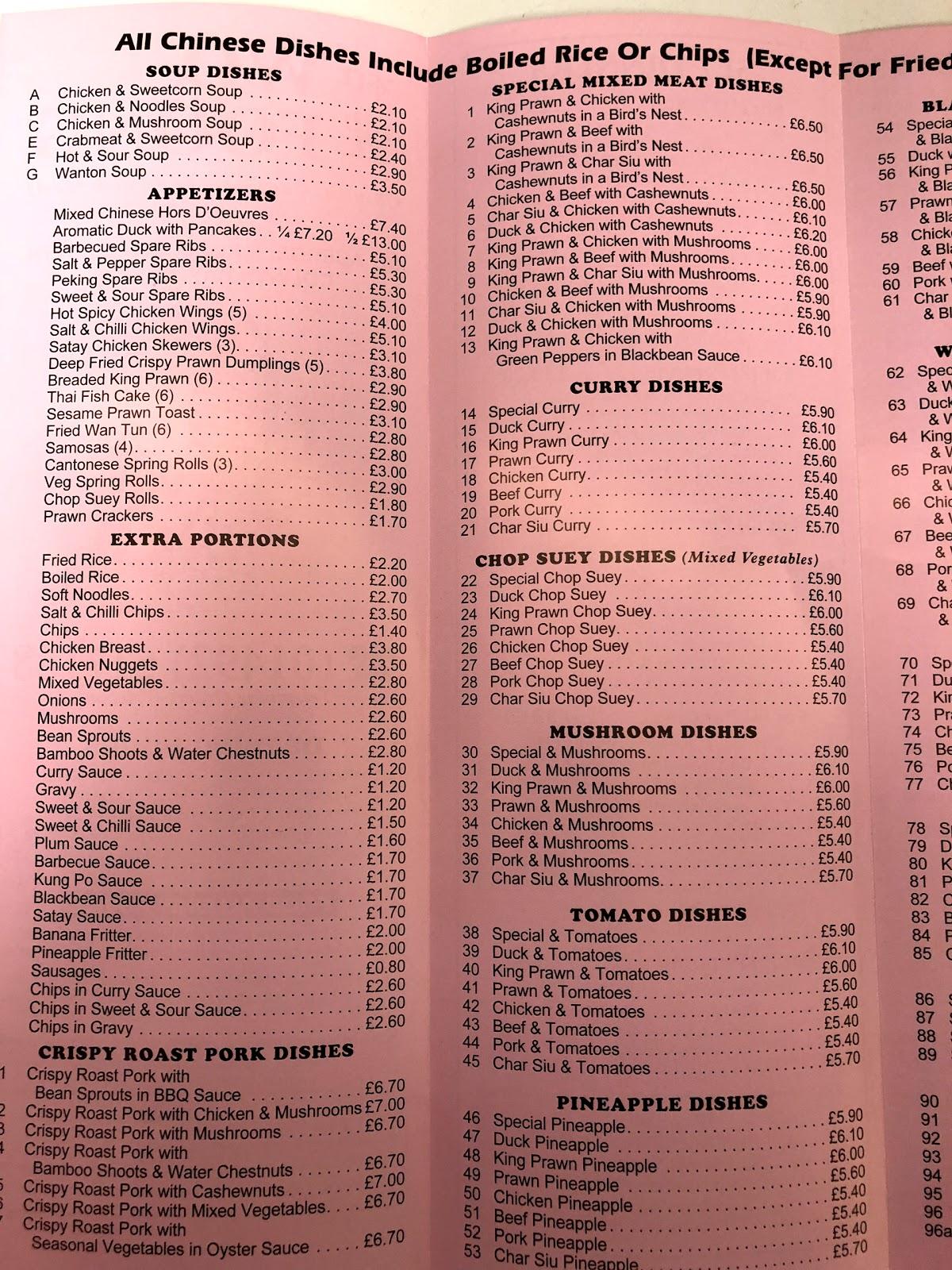 Menu at Wo Foong fast food, Colwyn Bay, 242 Abergele Rd