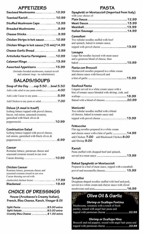 Menu at Domenico's Italian Restaurant, Osage Beach, Osage Beach Pkwy