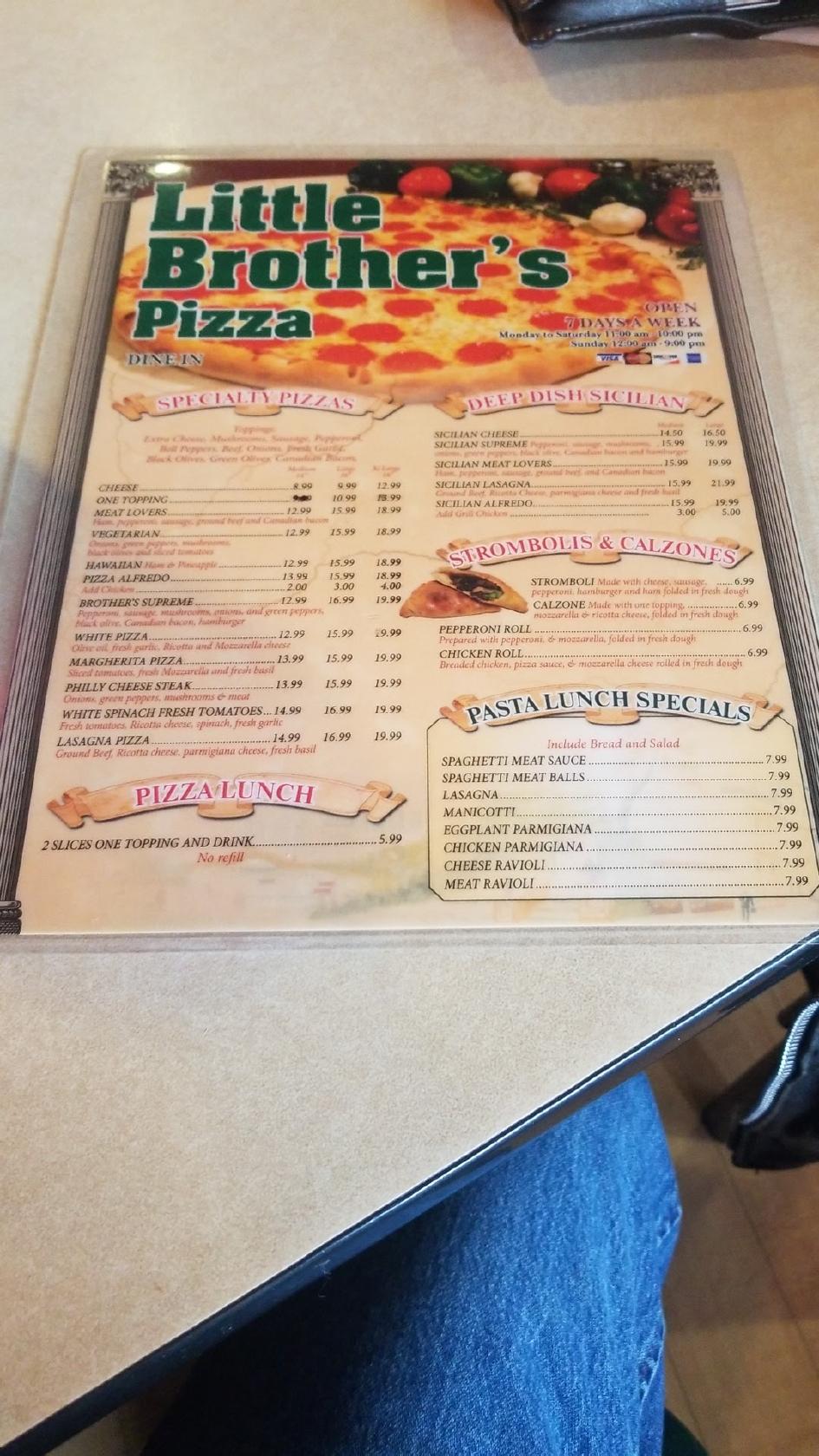Menu at Little Brother's Pizza pizzeria, Burleson