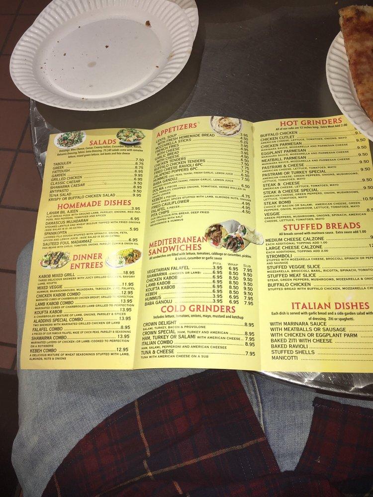 Menu at Aladdin Crown Pizza pizzeria, New Haven