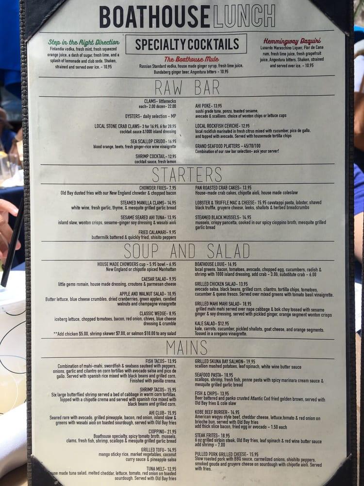 Menu at Boathouse at Hendry's Beach restaurant, Santa Barbara