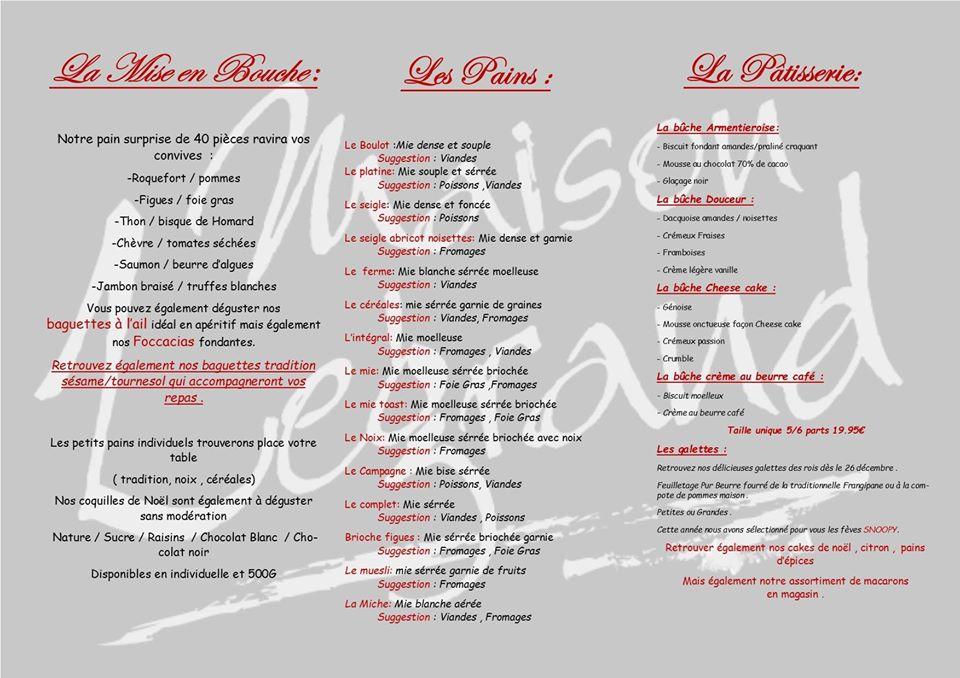 Menu at Maison Legrand restaurant, Armentières