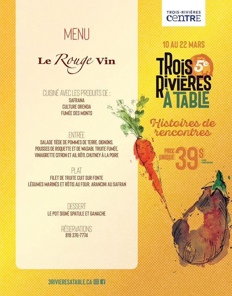 Menu at Restaurant Le Rouge Vin, Trois-Rivières