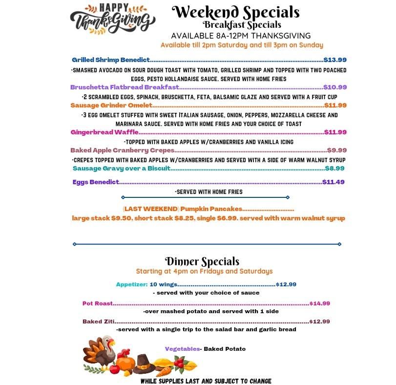 Menu at Energy Station restaurant, Harleysville