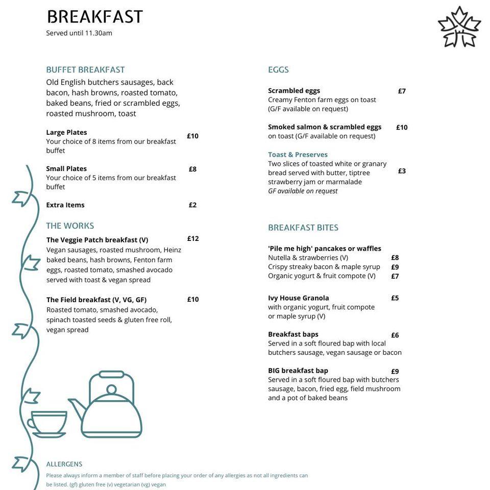 Menu at Ivy House Kitchen at Groves Nurseries restaurant, Bridport