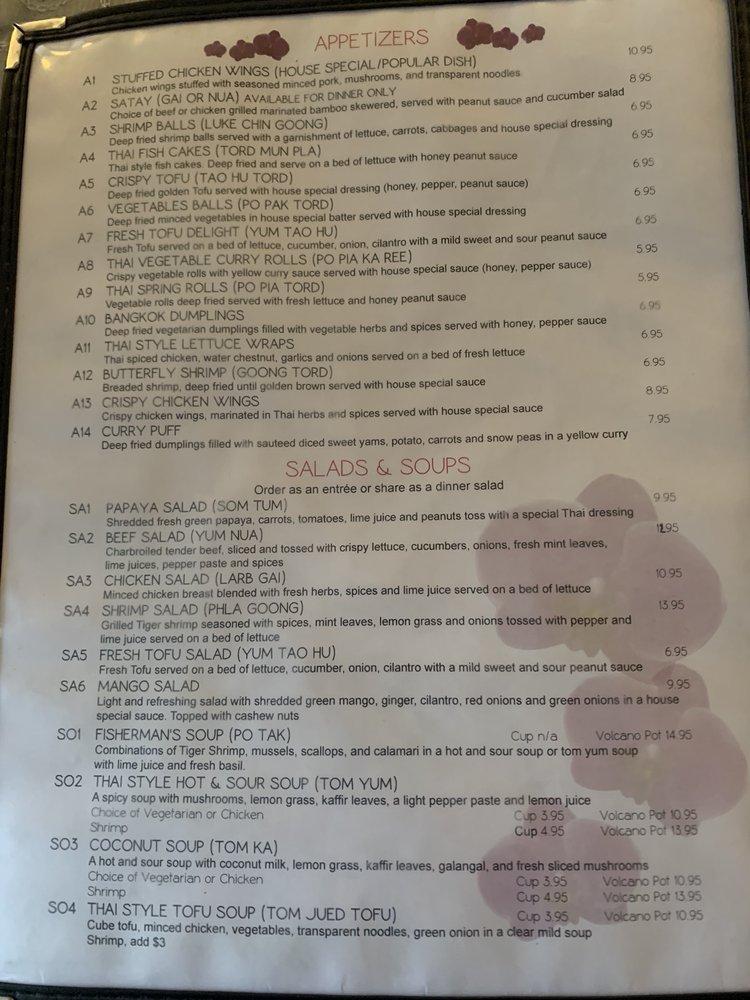 Menu at Thai Orchids Restaurant, La Vista