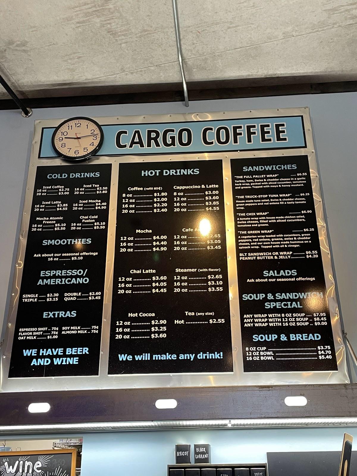 Menu at Cargo Coffee restaurant, Madison, 750 E Washington Ave