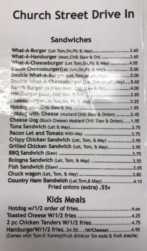 Menu at Church Street Cafe (Whataburger), Greensboro