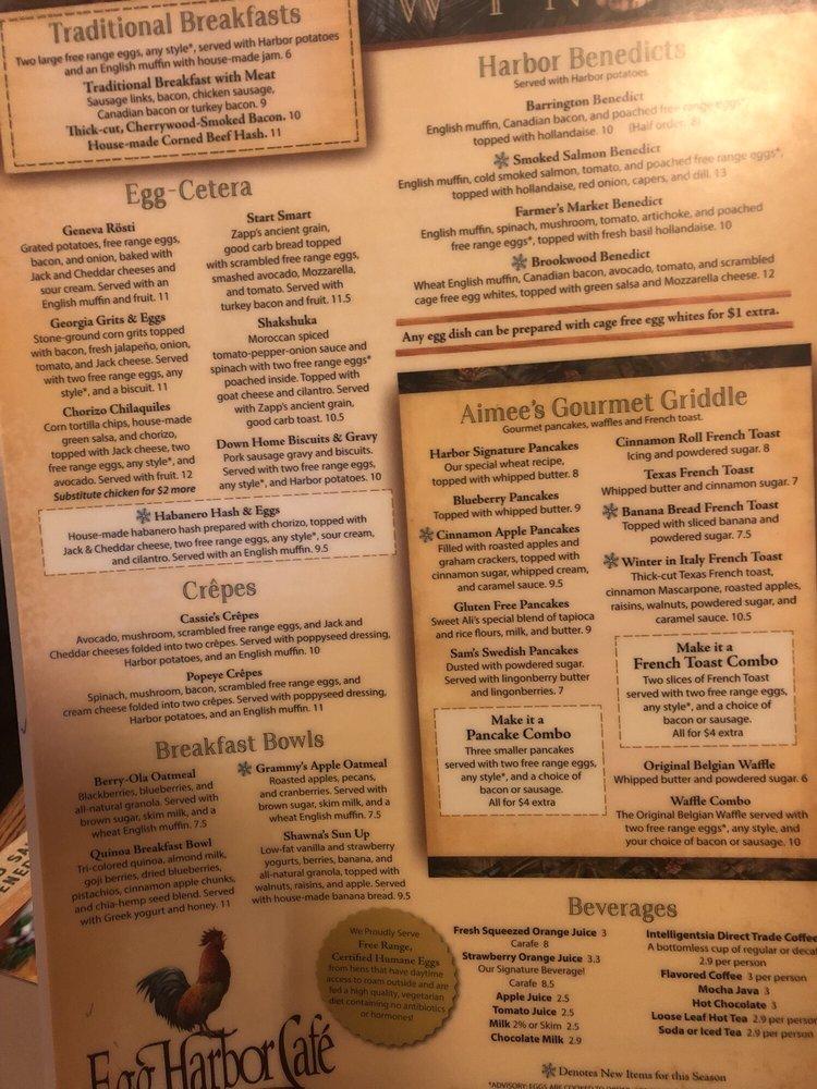 Menu at Egg Harbor Cafe, Naperville