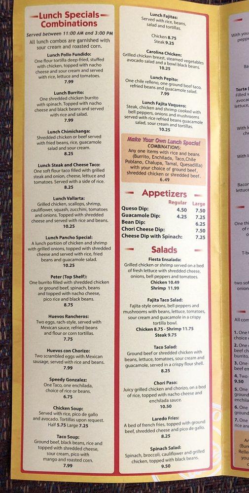 Menu at El Pacifico restaurant, Robbinsville