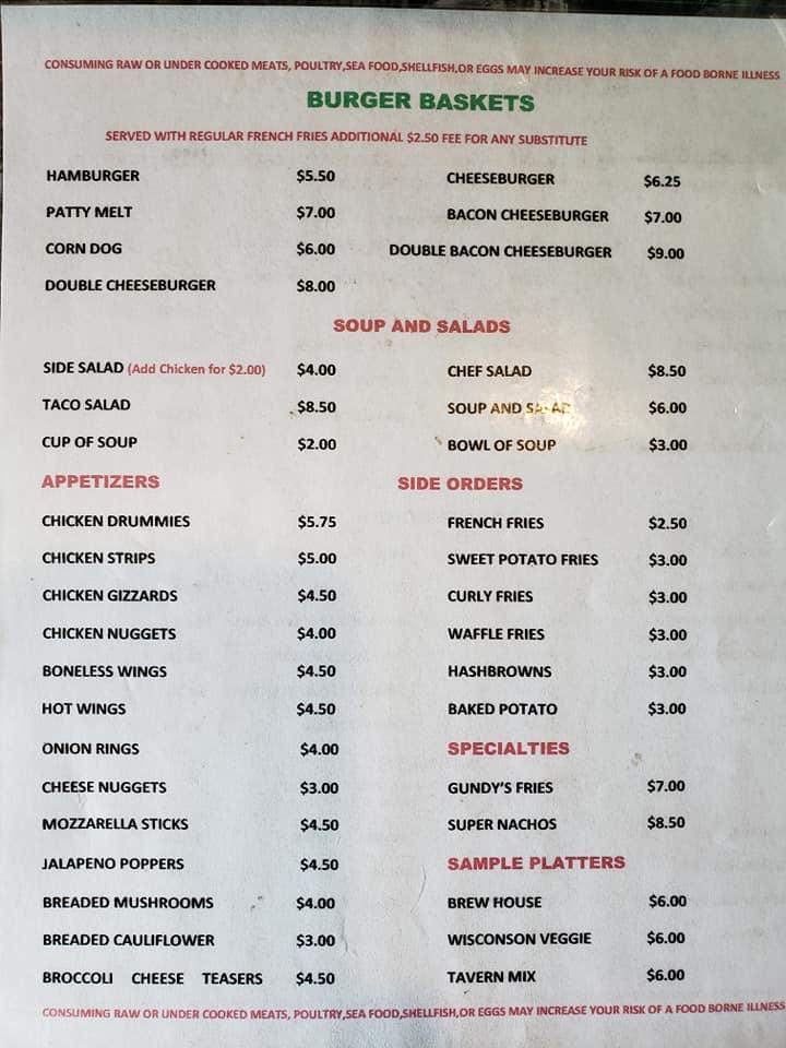 Menu at Gundy's Bar & Grill, Medina, 113 2nd Ave NW