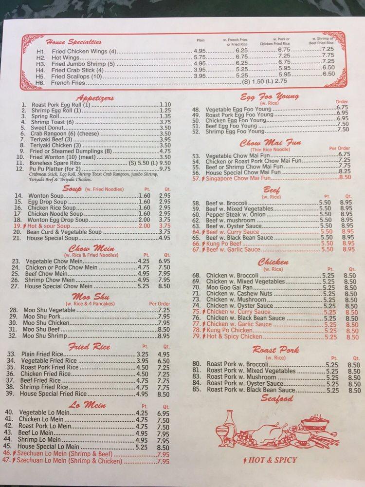 Menu at Lin Garden restaurant, Pendleton