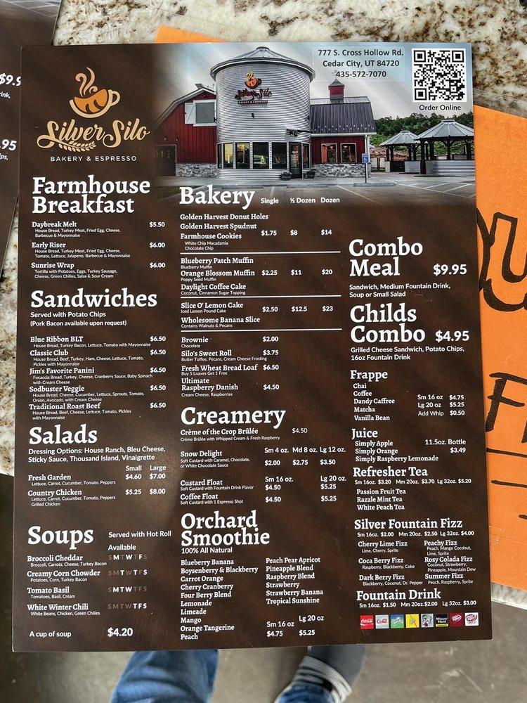 Menu at Silver Silo Bakery & Espresso, Cedar City