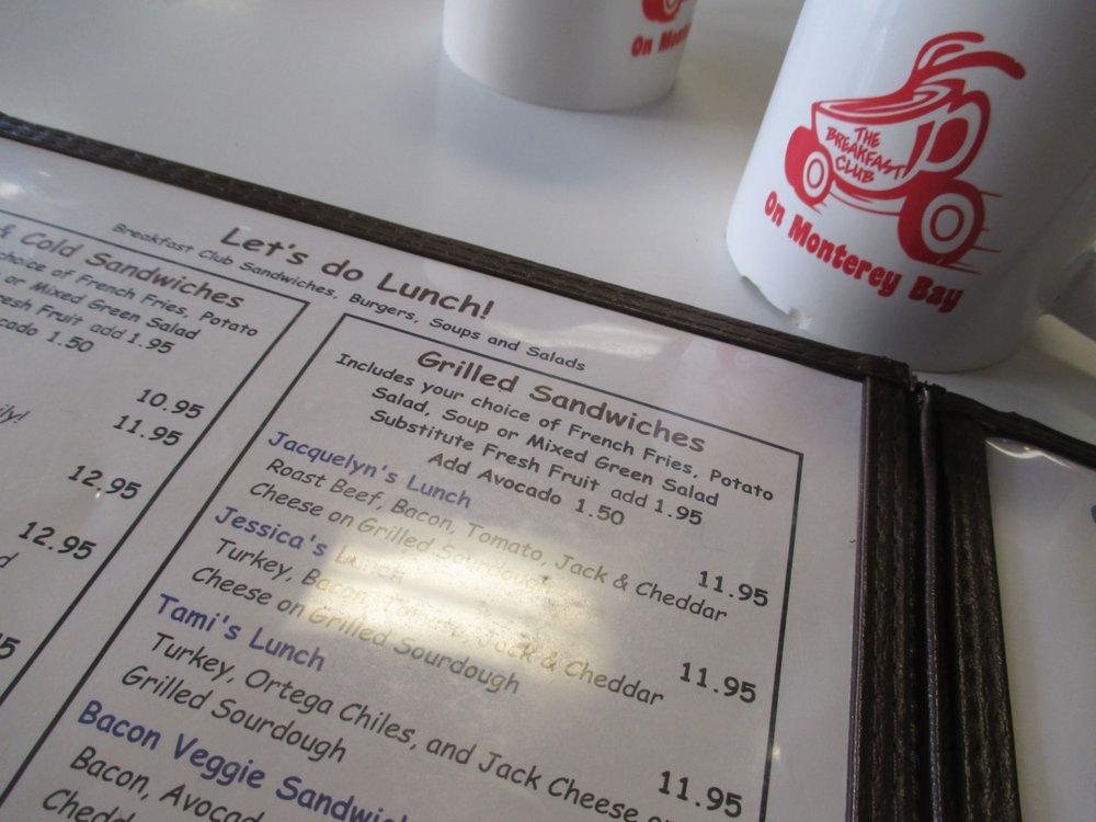 Menu at The Breakfast Club, Seaside