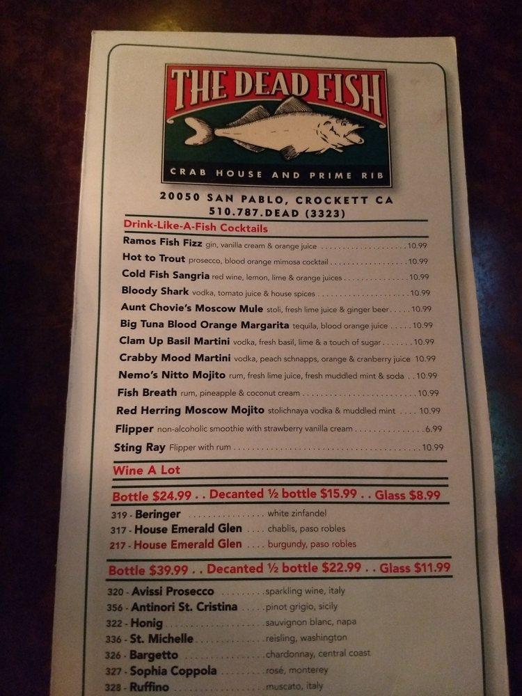 Menu at The Dead Fish restaurant, Crockett