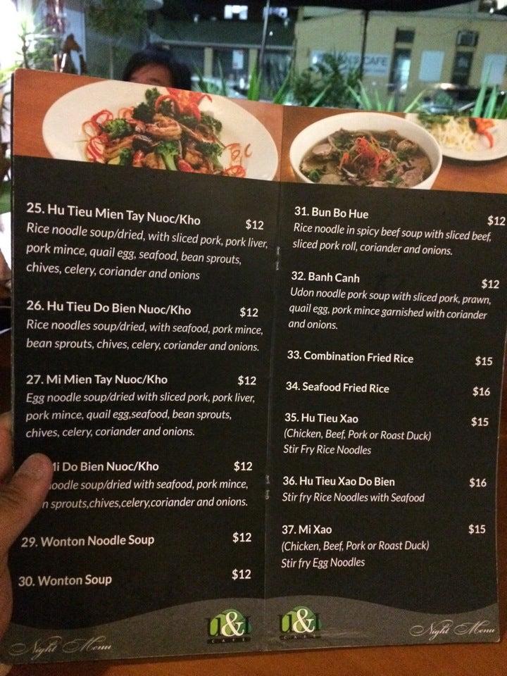 Menu at U&I Cafe, Northbridge