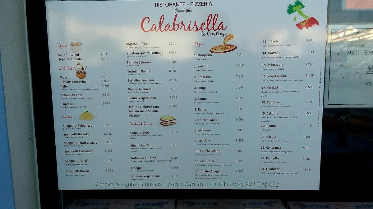 Menu em Restaurante Calabrisella, Vila Nova de Milfontes