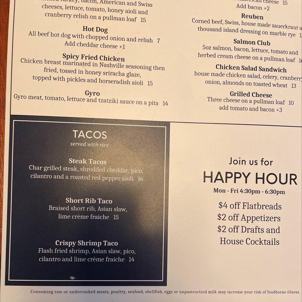 Menu at Forbes Tavern pub & bar, Pittsburgh