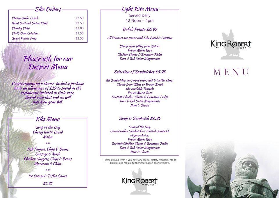 Menu at Bruce's Bistro pub & bar, Stirling