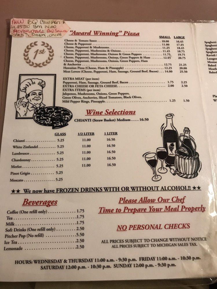 Menu at Loui's Pizza pizzeria, Hazel Park