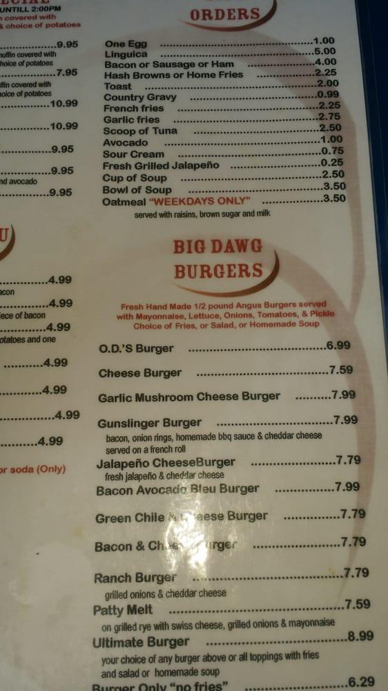 Menu at OD's Kitchen restaurant, Gilroy