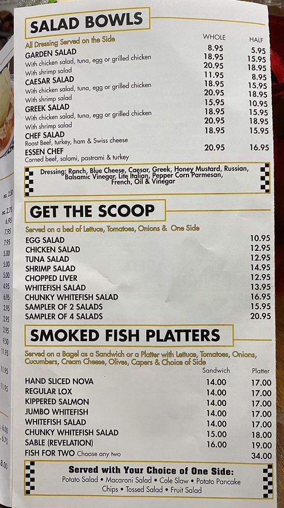 Menu at The Essen Room restaurant, Pikesville