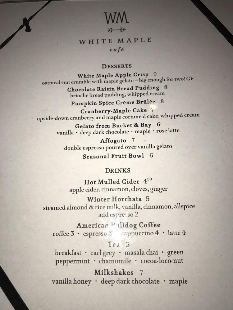 Menu at White Maple Café cafe, Ridgewood