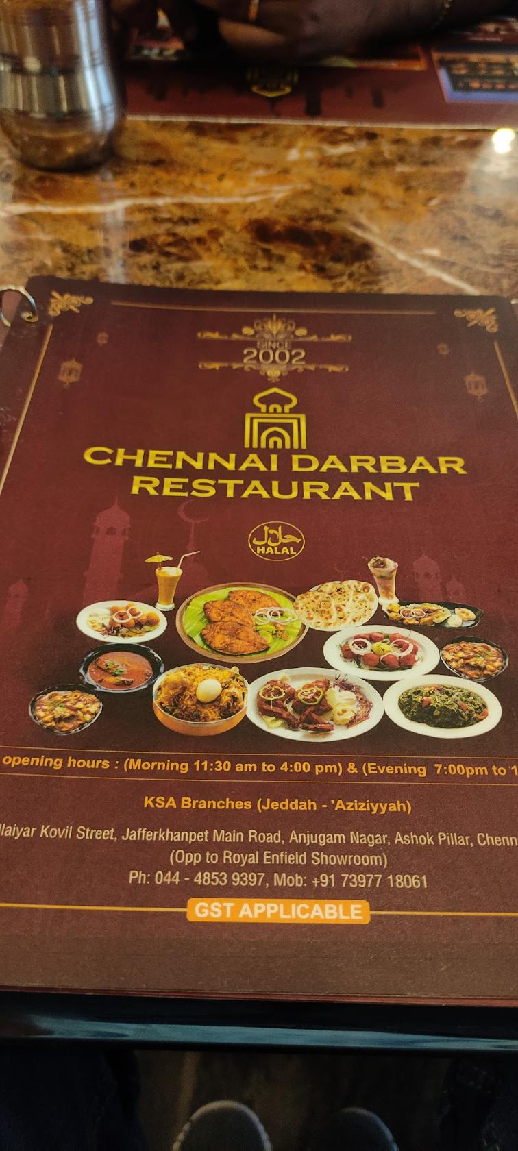 Menu at Chennai Darbar Restaurant & Banquet Hall in Ashok Nagar ...